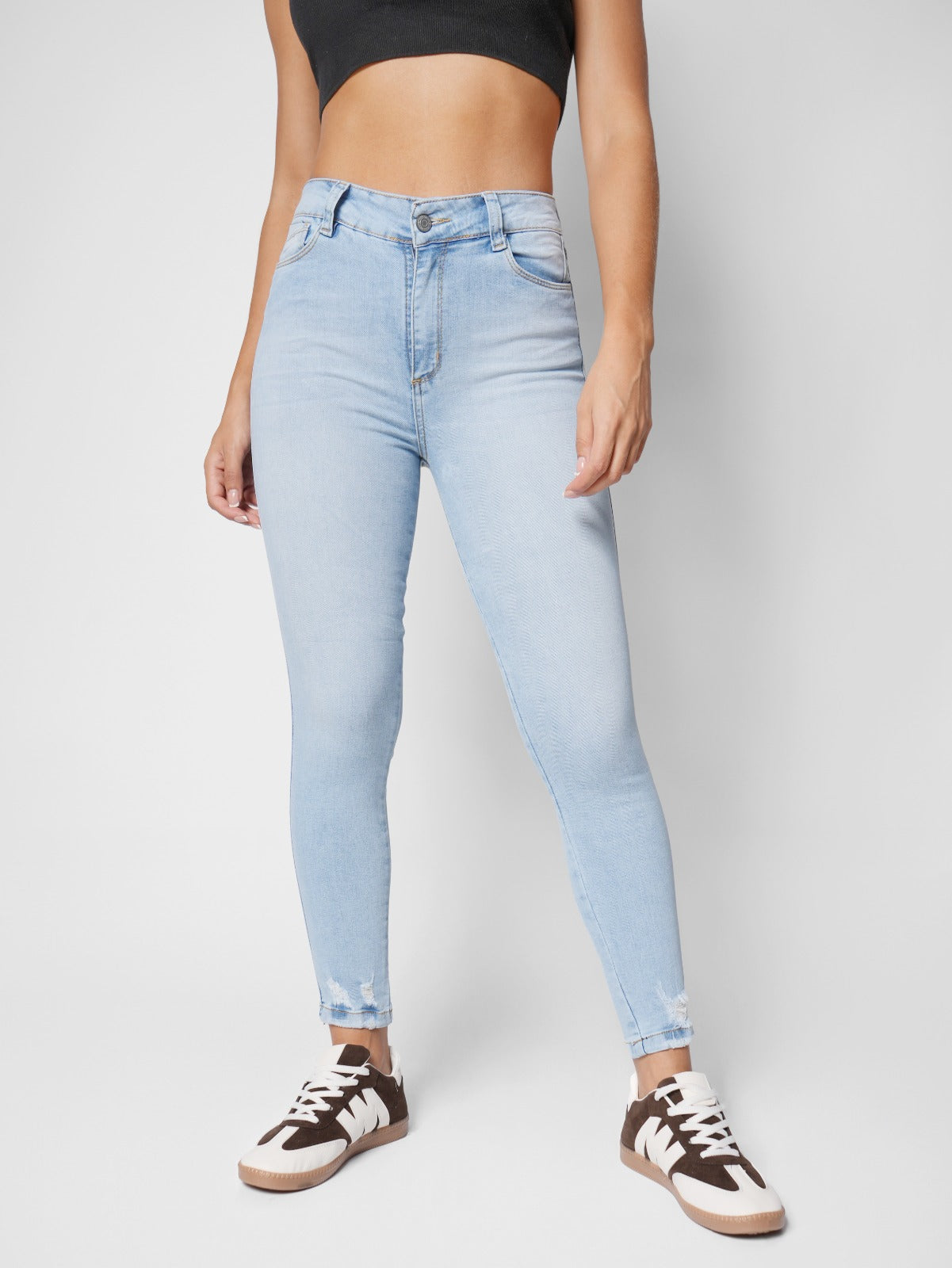 Jean Skinny stretch, tiro alto, tono hielo – Unik Jeans